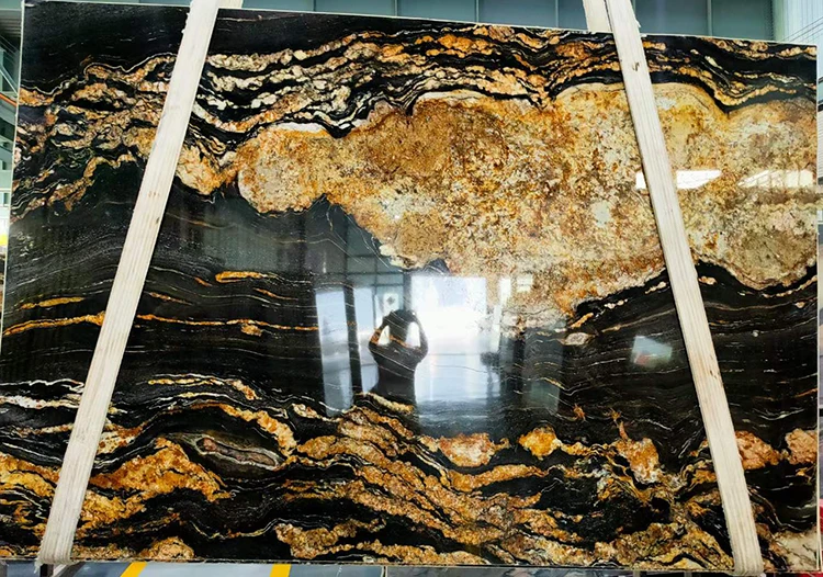 Brazilian Natural Stone Gold Granite Countertops Black Taurus Granite