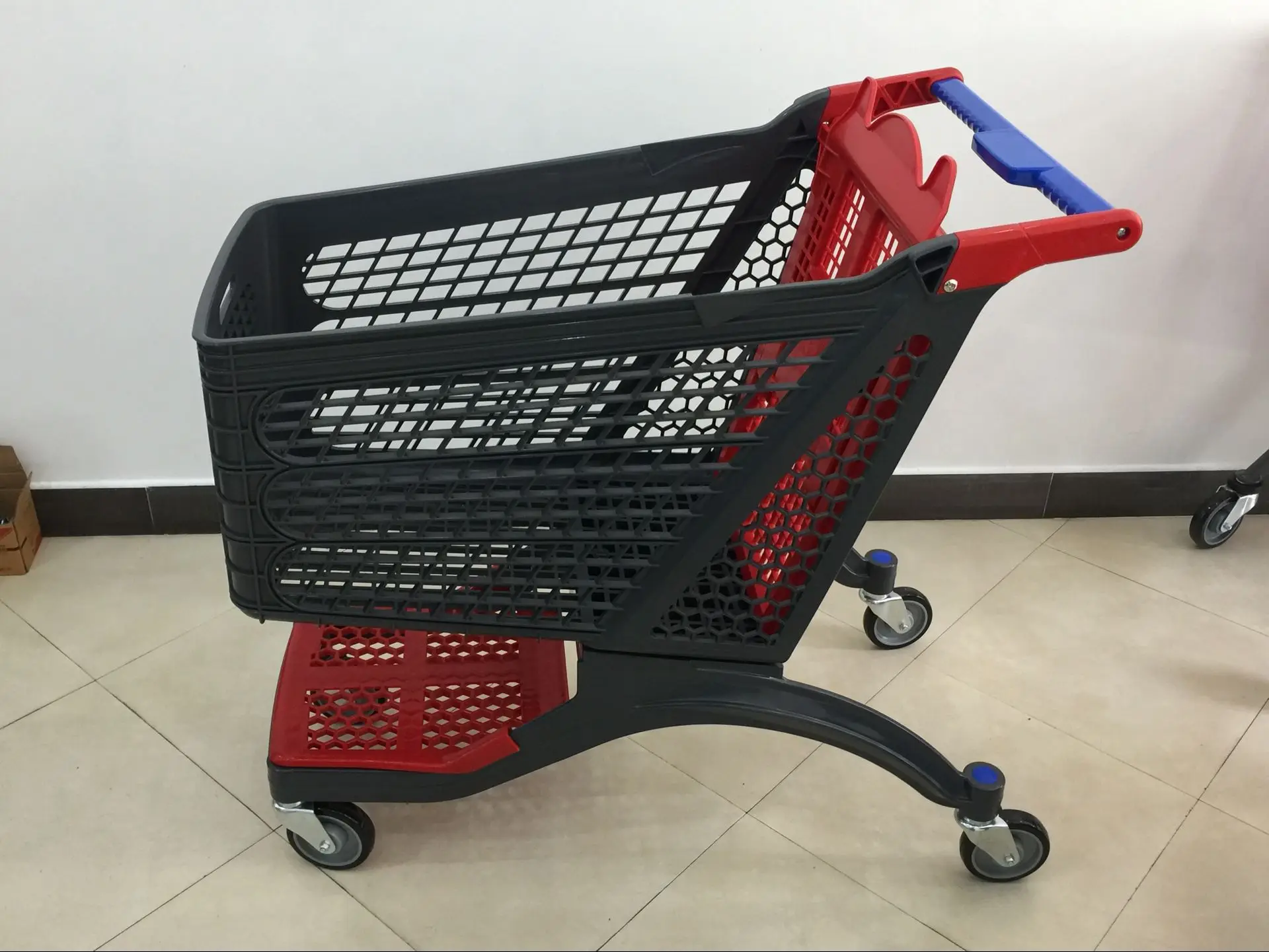 Supermarket Shopping Cart Plastic Folding Grocery Cart Trolley ...