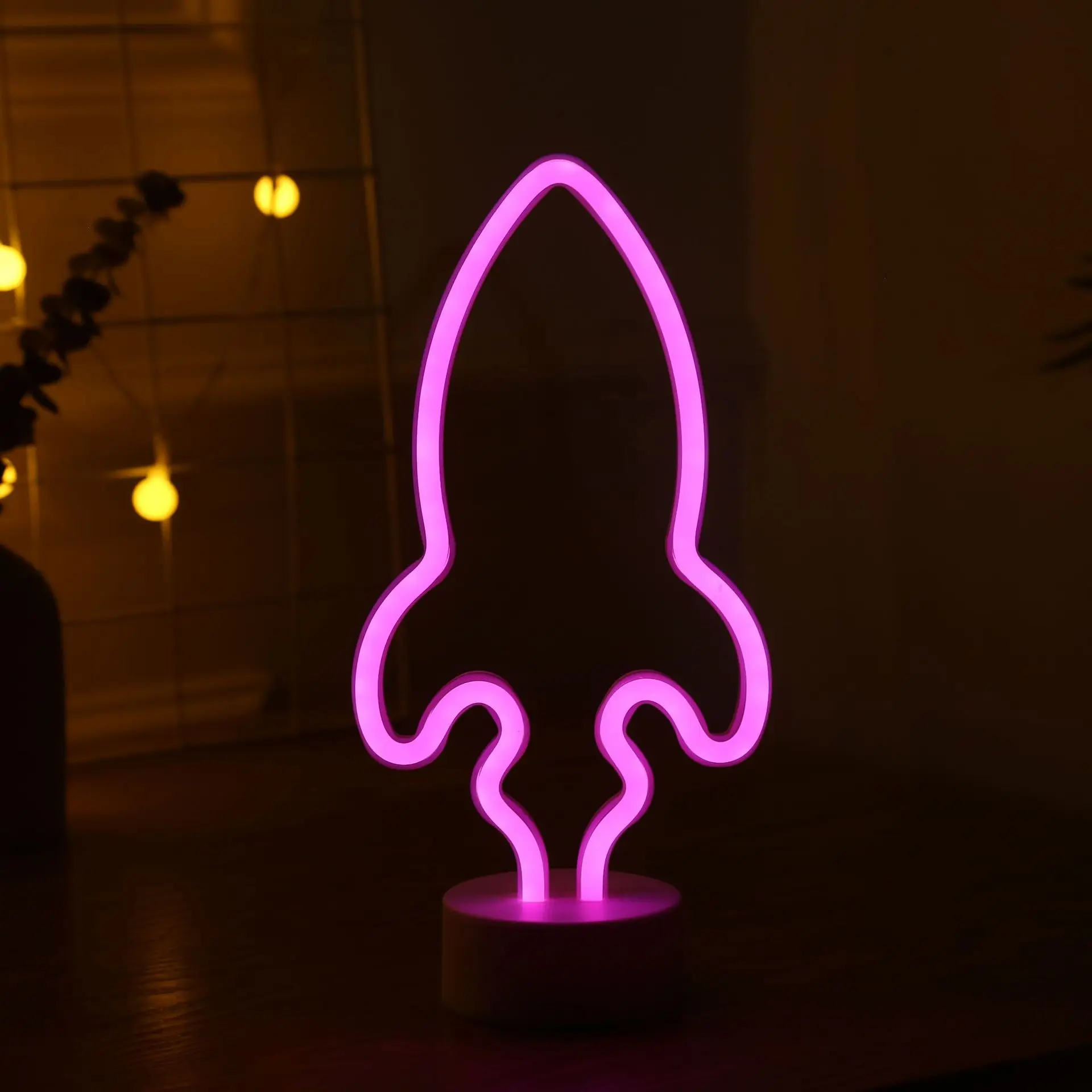Biumart Rocket Shape Led Neon Light Creative Colorful Rocket Lamp Night ...