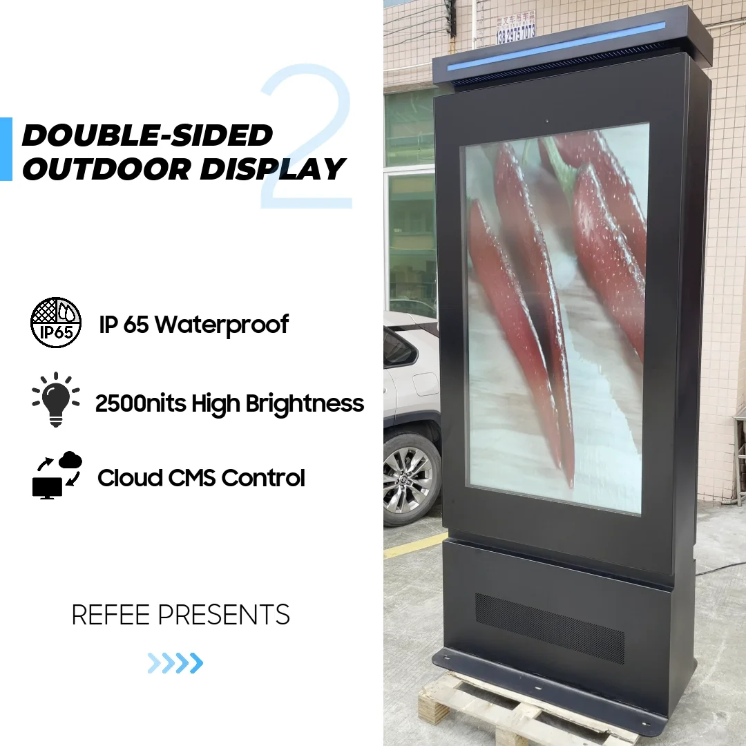 Refee 65in 4k Floor Stand Screen Totem Kiosk Ip65 Waterproof Outdoor ...