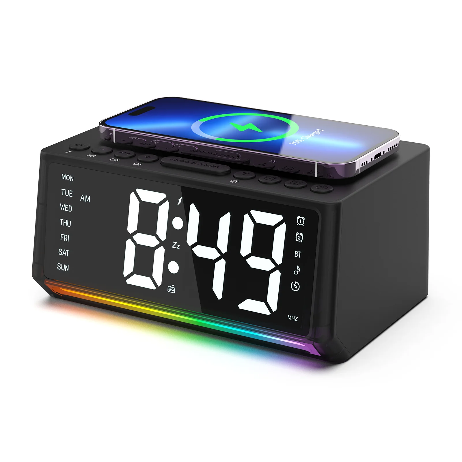 Multi Functional Led Large Screen Bt Digital Alarm Clock With Radio ...