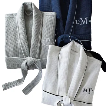 Custom 5 Star Hotel Logo Luxury Piped Trim Spa Bath Robe 100% Cotton ...