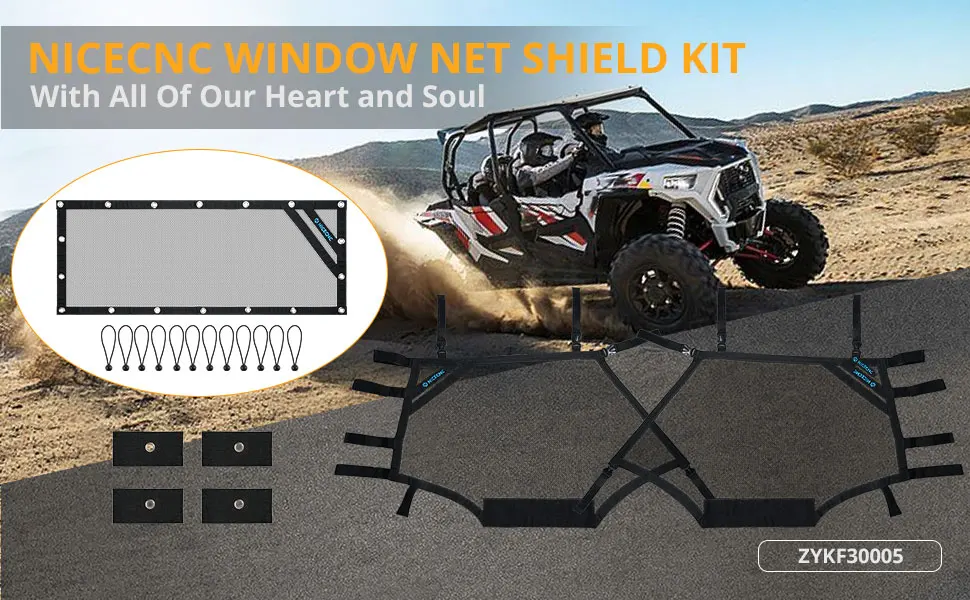 Nicecnc Window Nets Protection Shield Kit for Polaris RZR