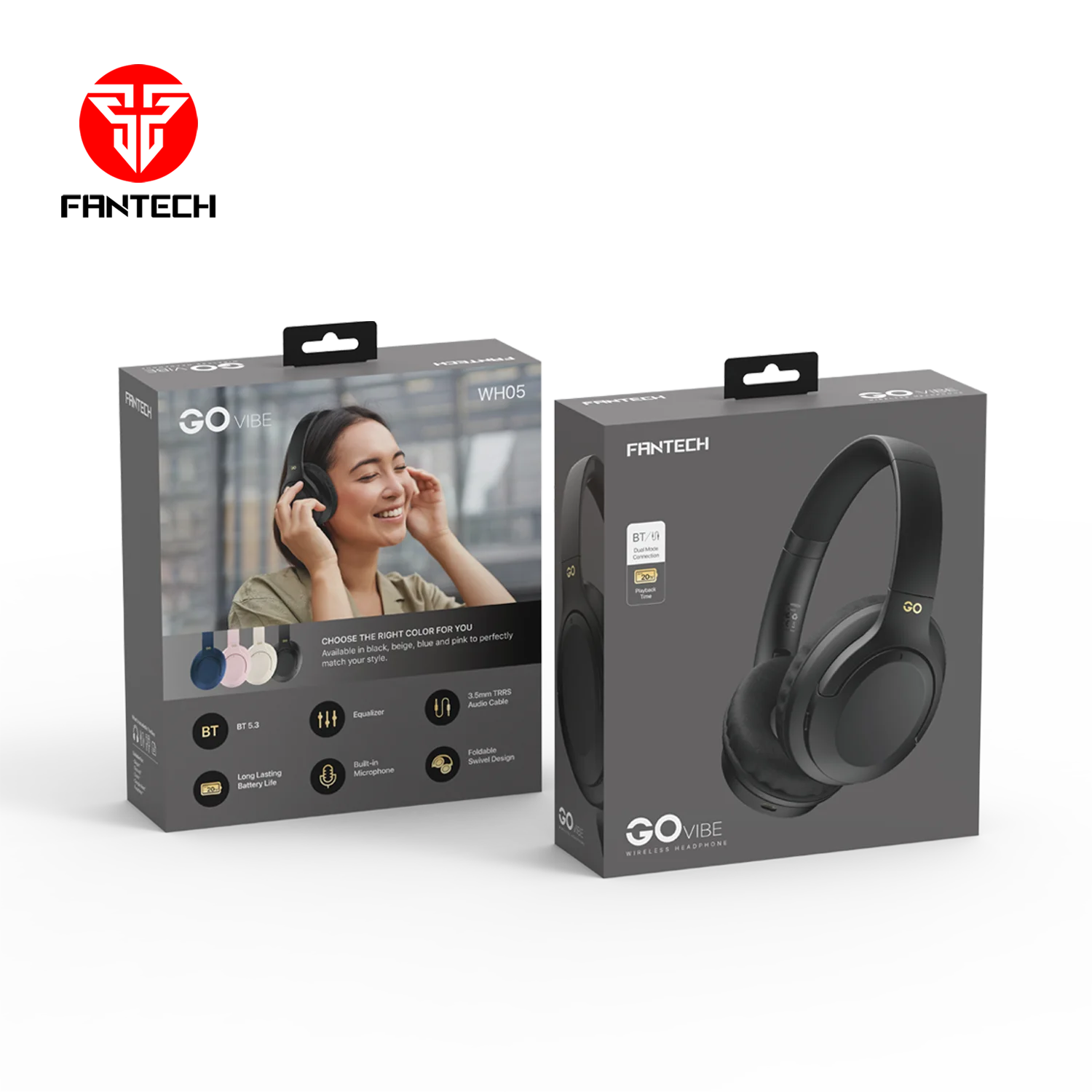 Fantech Go Vibe Wh05 Black Dual Mode Connection Wireless Bt Lightweight ...