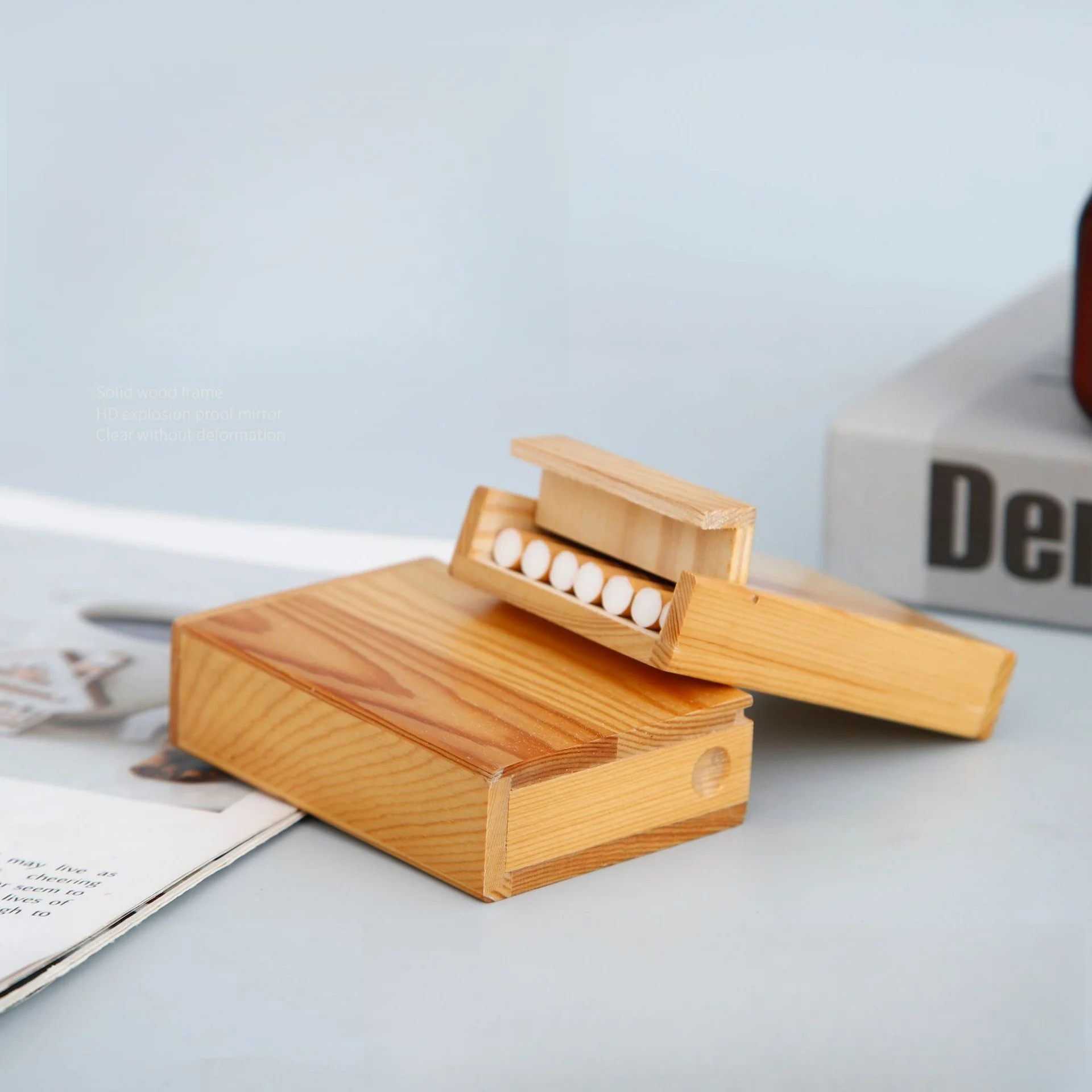 Creative Solid Wood Cigarette Box With Flip Top Design 10 Coarse & 15 ...