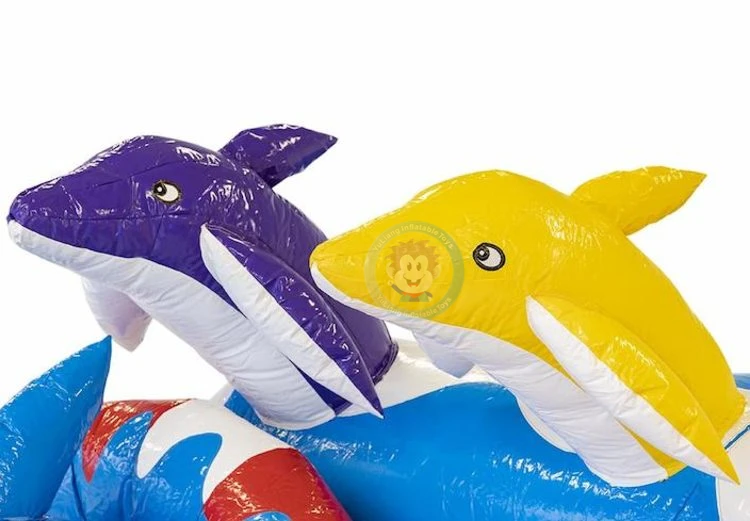 Infant Bouncer Inflatable Kids Playground Small Blue Dolphin Bouncy ...