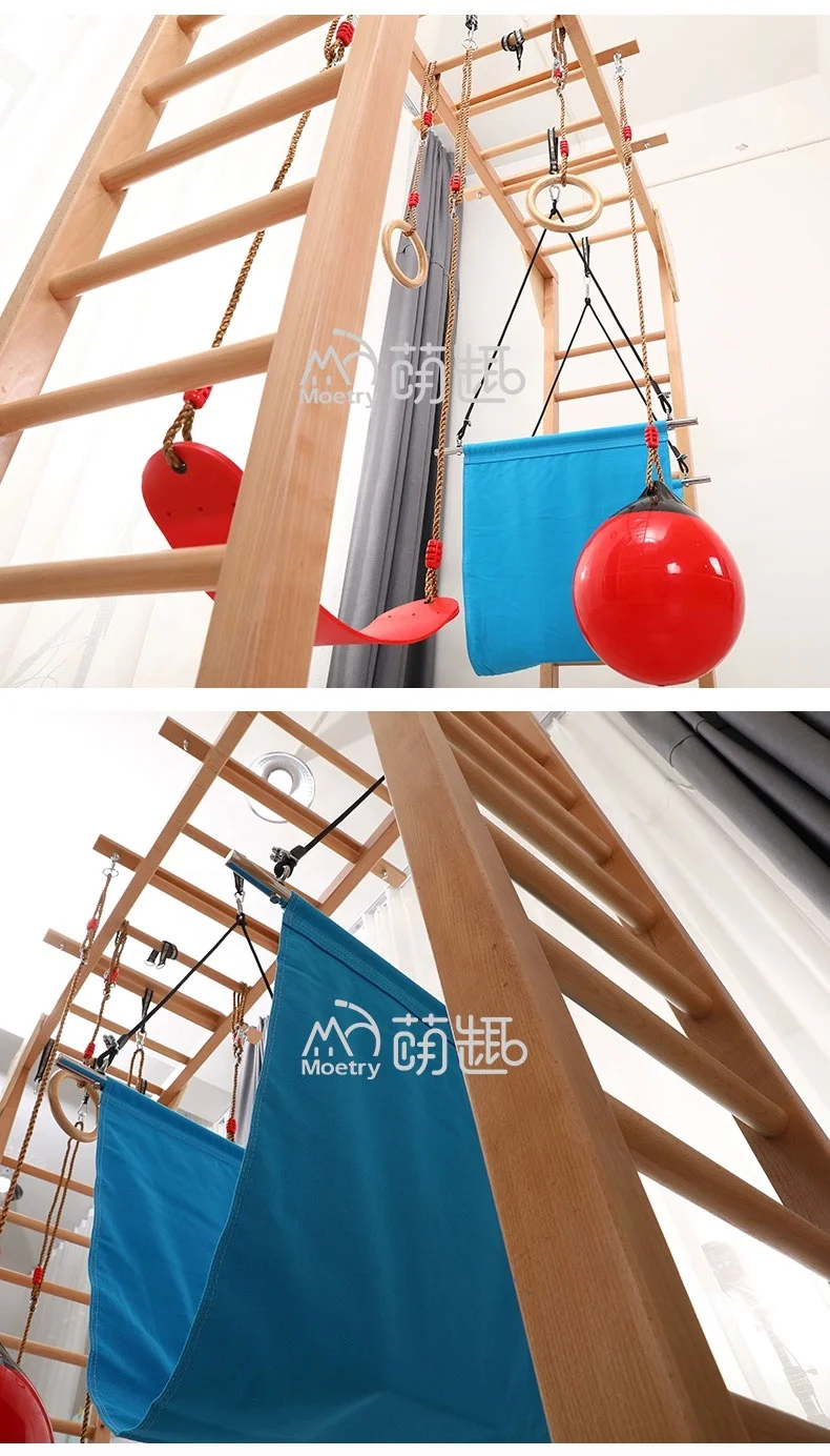 Moetry Kids Indoor Jungle Gym Climbing Frame - Wooden Playground ...