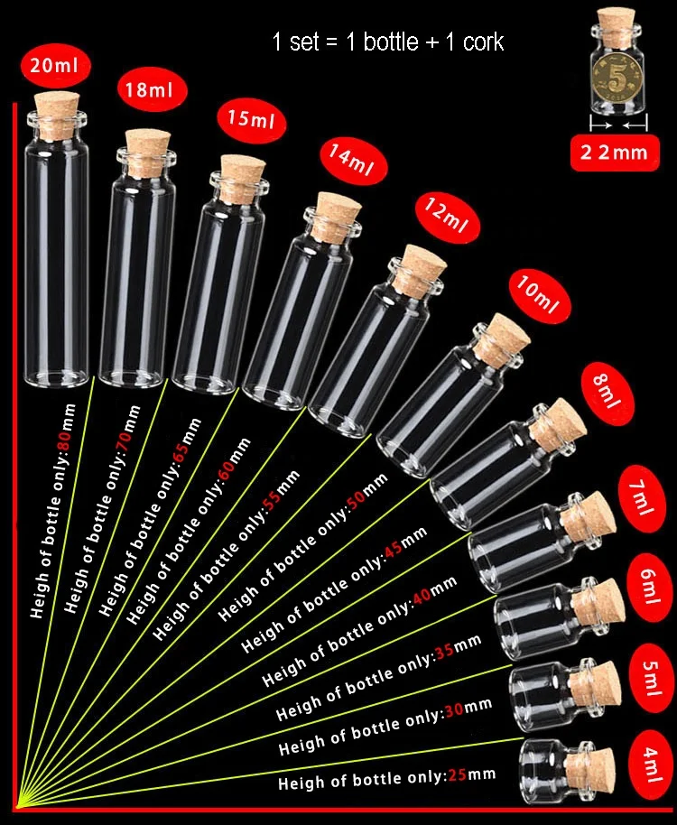 Mini Small 4ml 5ml 6ml 7ml 8ml Clear Glass Jars Containers Mini ...