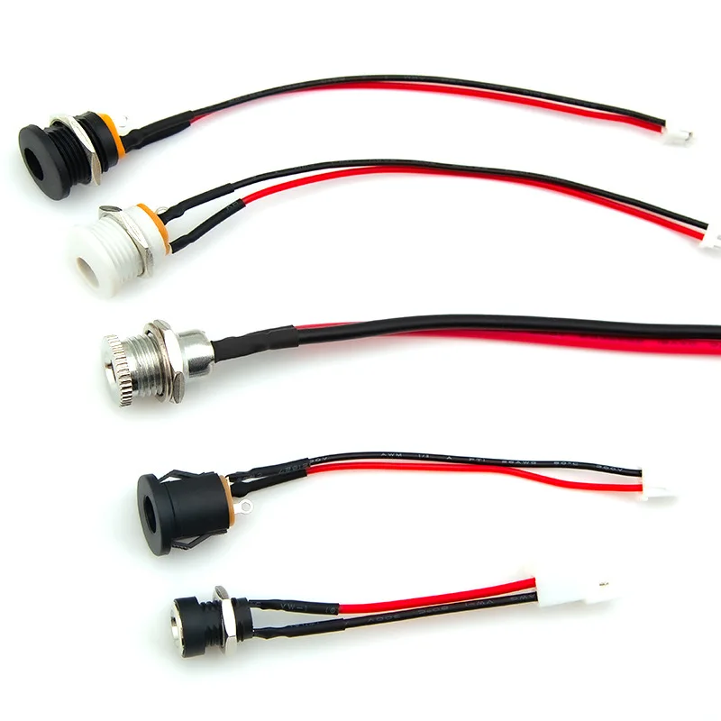 Female DC Threaded Barrel Jack Plug 5.5mm x 2.1mm Adapter with 18AWG ...