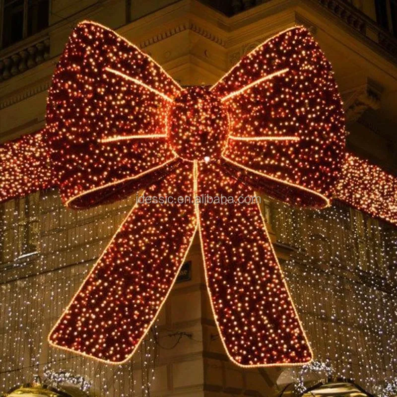 Outdoor 3D Lighted Bow Ribbon Christmas Decoration