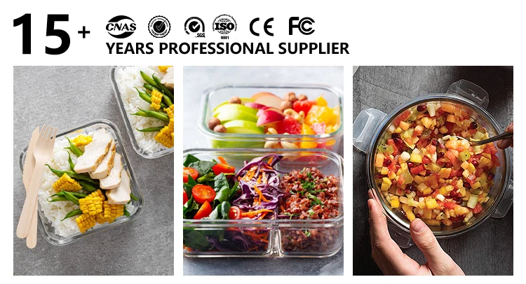 Compartment Bento Microwavable Food Container Set High Borosilicate ...