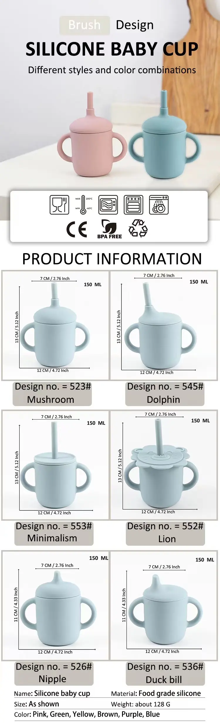 Mylittleduos Silicone Sippy Cups For Print Silicone Bpa Free Leak Proof ...