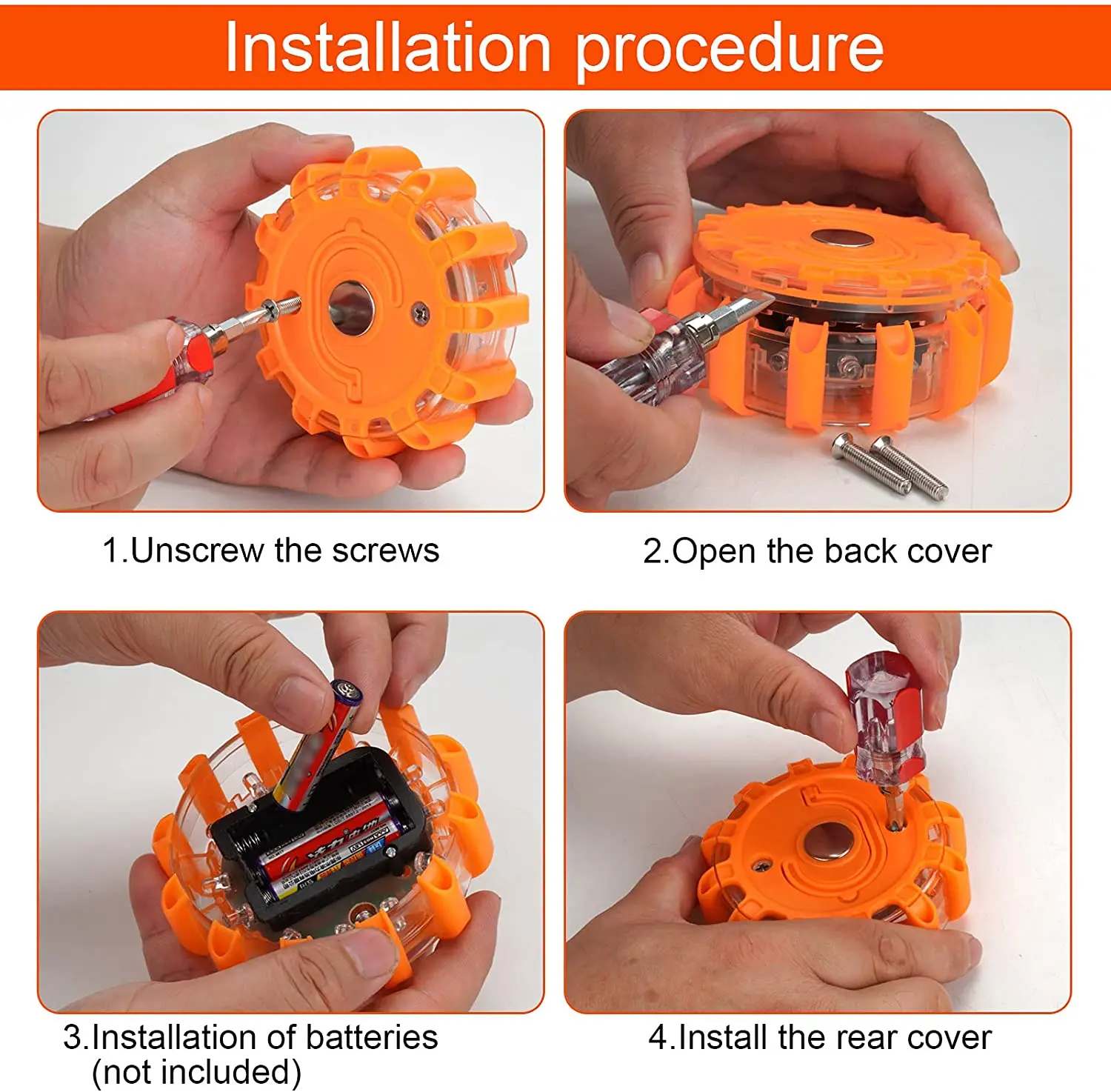 8 Pack Led Road Flares Emergency Lights Roadside Disc Beacon Warning ...