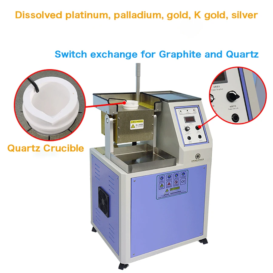 IGBT 2400C 15KW Induction Platinum Melting Furnace Induction Gold ...