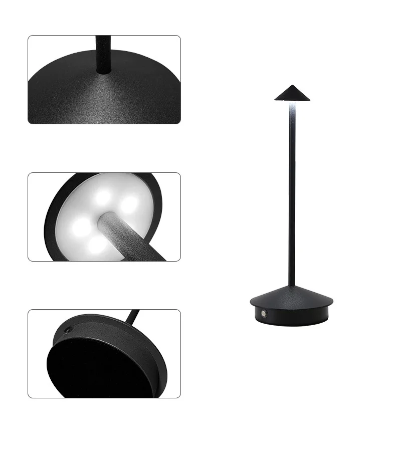 Modern Metal Triangle LED Bar Table Lamp - Touch USB Rechargeable