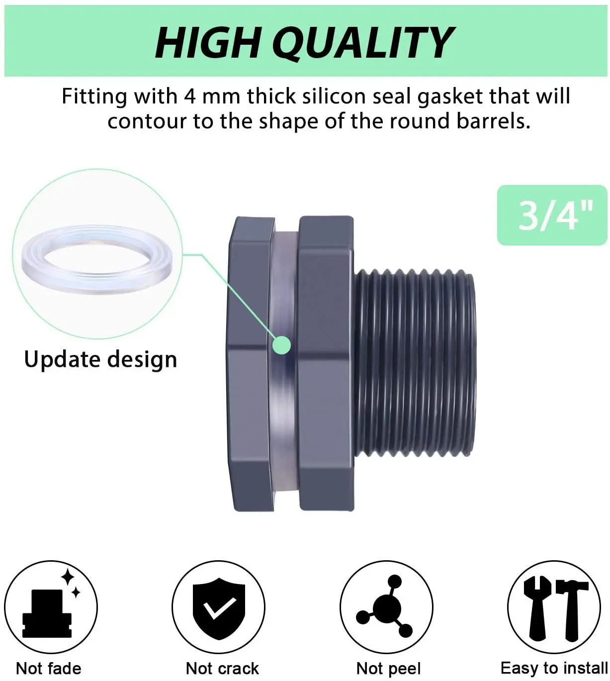 PP Plastic Bulkhead Fitting for Tank - Durable & Versatile
