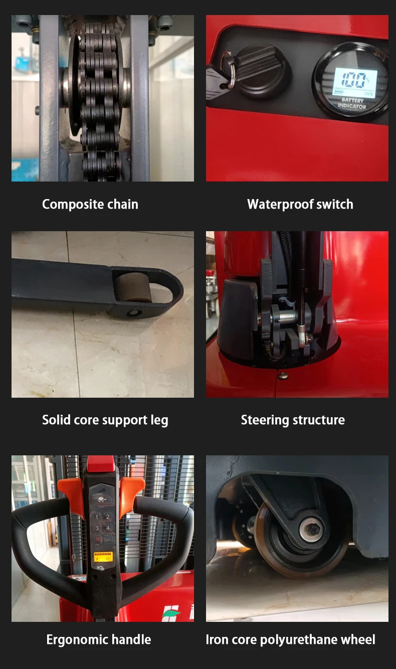 2 Ton Electric Battery Fork Lift Truck 1.5ton 2ton Full Electric Hydraulic Pallet Stacker With ...