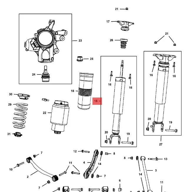 用于吉普车大切诺基WK2 2011-2014后空气悬架弹簧减震器左右68069675AD 68069675AC 68069671AC ...