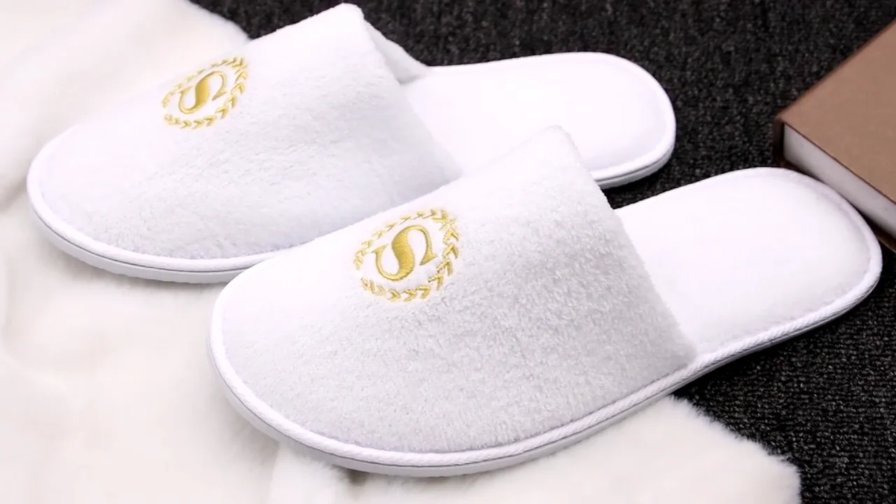Disposable Custom Logo Wholesale Cotton Slippers Luxury Closed Toe ...
