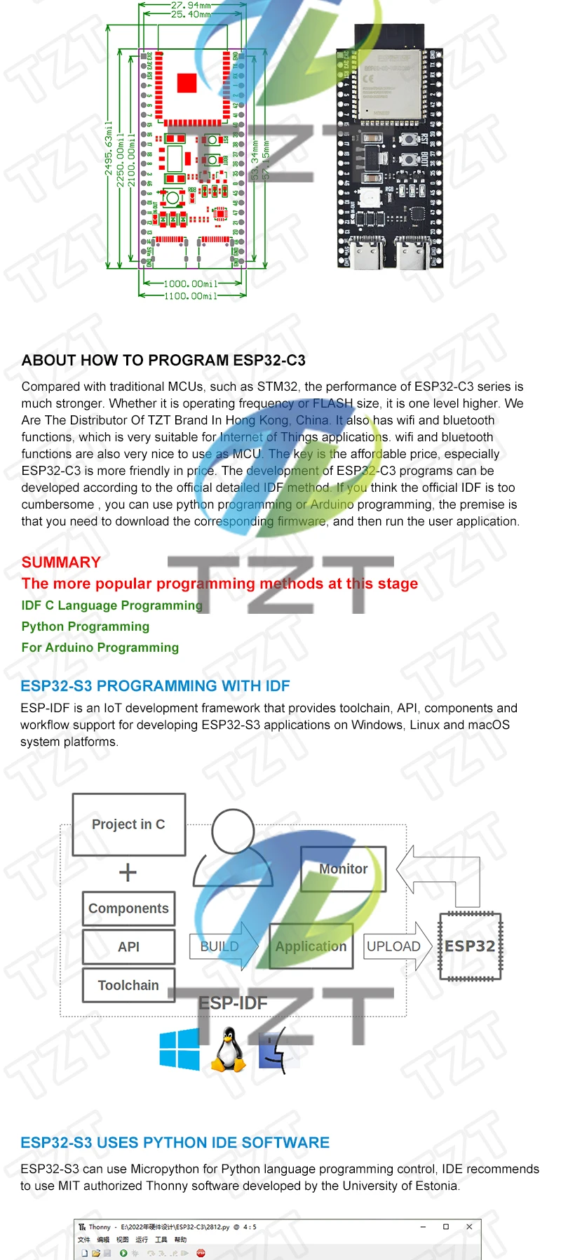ESP32 / ESP32-S3 WiFi+Bluetooth Internet Of Things Dual Type-C ...