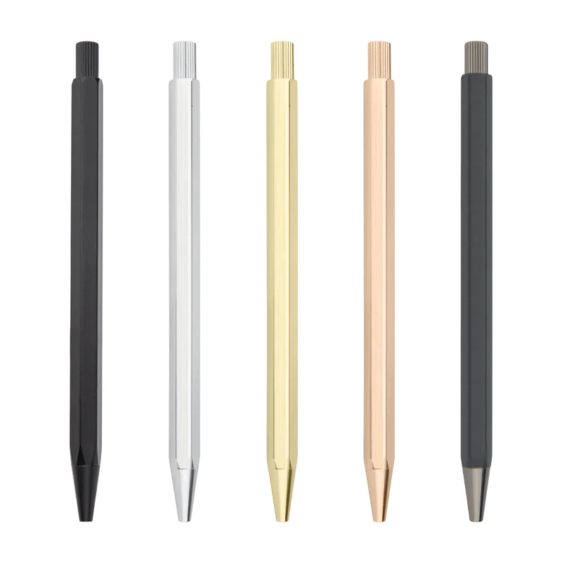 New Fashion Slim Hexagonal Full Black Click Ballpoint Pens Brass ...