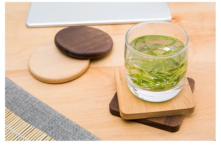 Modern Acacia Wood Tea Cup Coaster Plain Wooden Cup Coasters For Drink ...
