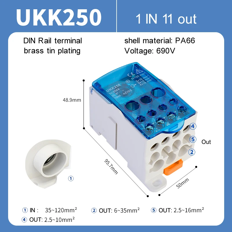 UKK Series 250A DIN Rail Terminals - Reliable Wiring Solutions