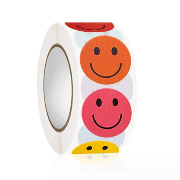 Smiley Face Sticker Kids Reward Yellow Dots Custom Color Motivational ...