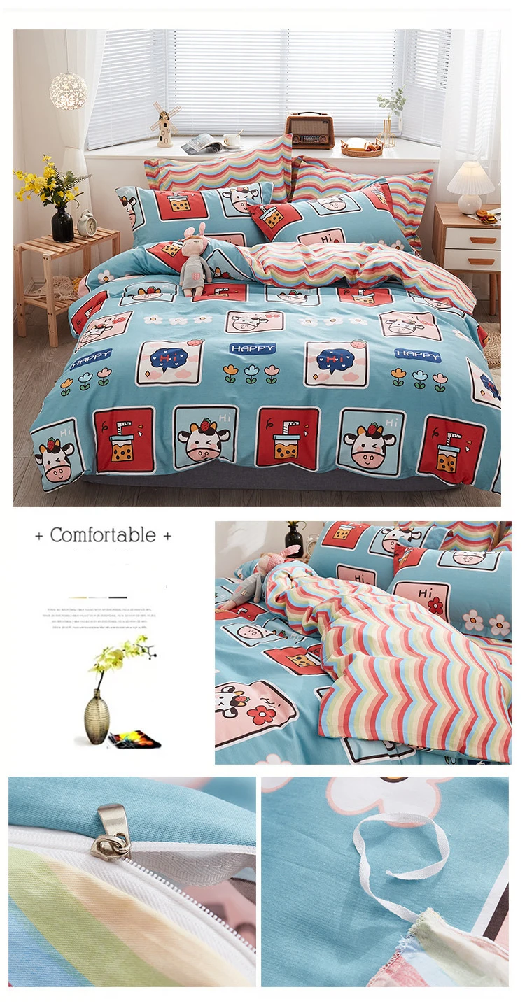 Cartoon Character 100 Cotton Kids Bed Sheet Fitted Sheet Covers 4 Pcs ...