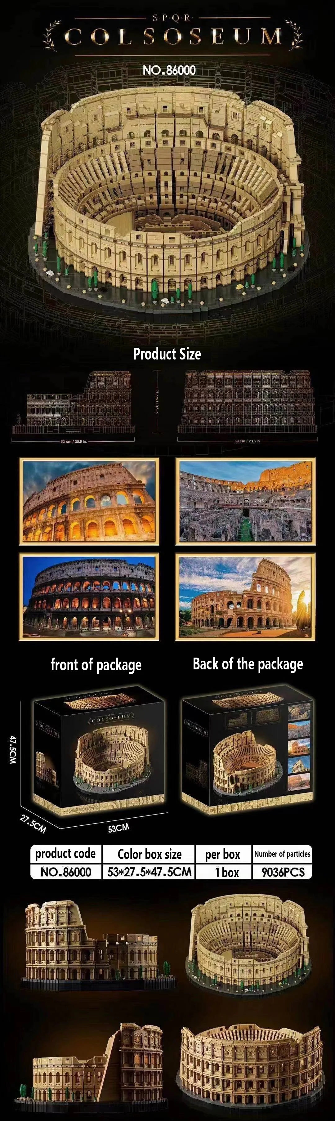 86000 Ancient Roman Colosseum Model Moc 9036pcs Art Real Scene Restore ...