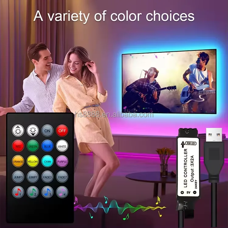 16.4ft Meters 5v Usb Rgb With 24 Keys Remote Control App Control Smd ...