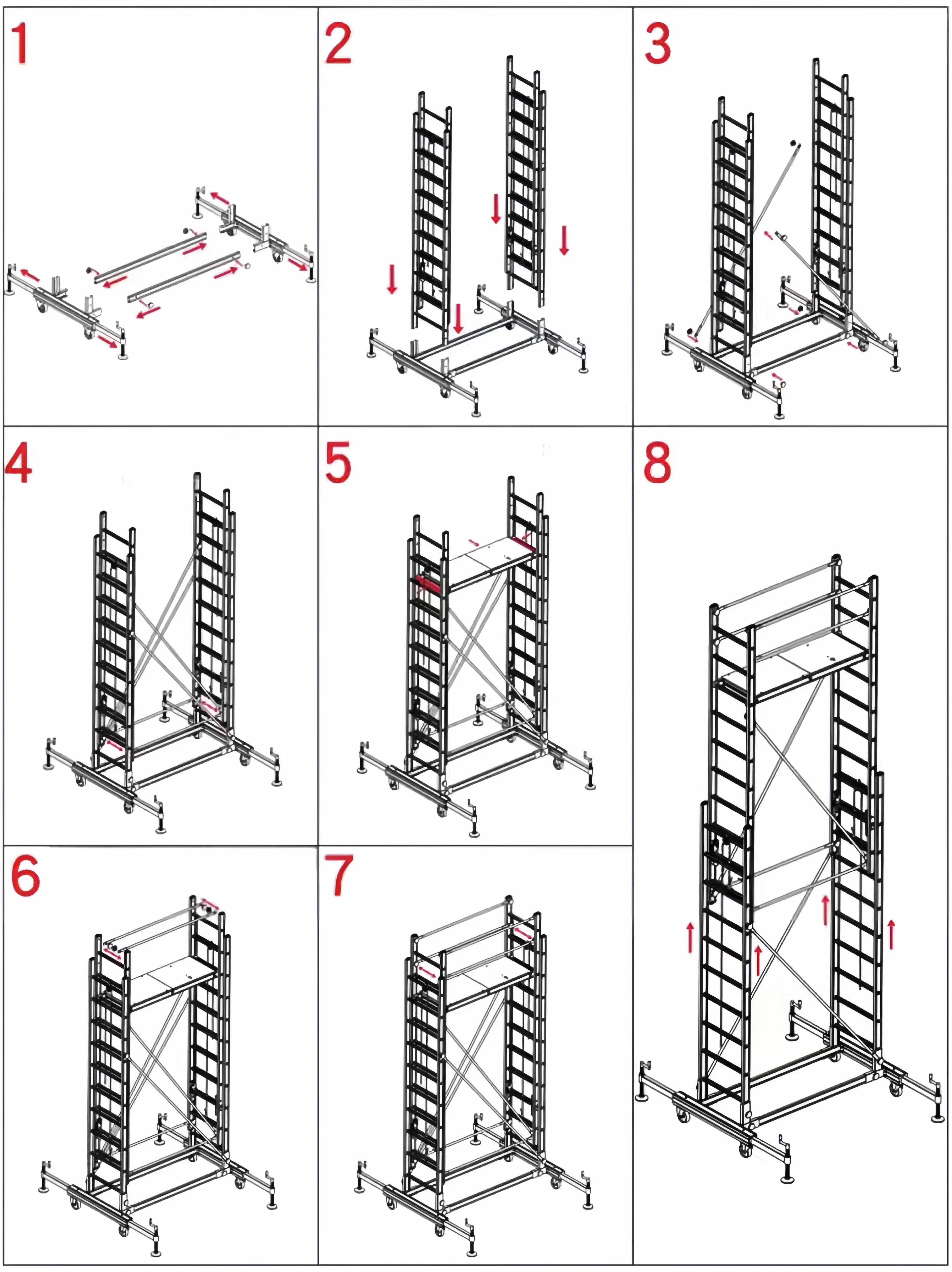 Aluminum Mobile Combination Ladder Scaffolding Multifunctional ...