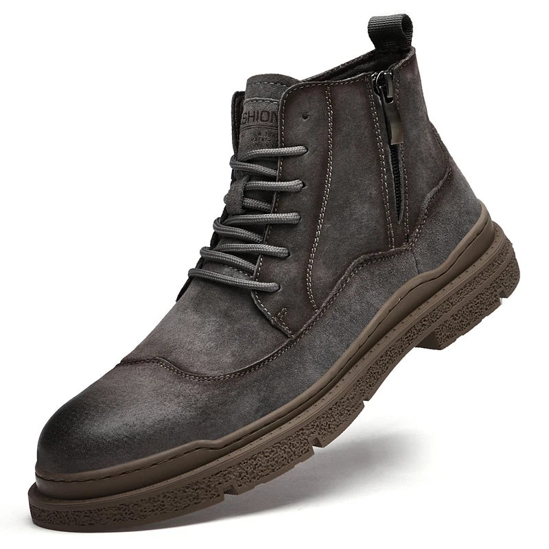 New Fashion Casual Men's British PU High Top Soft Sole Boots
