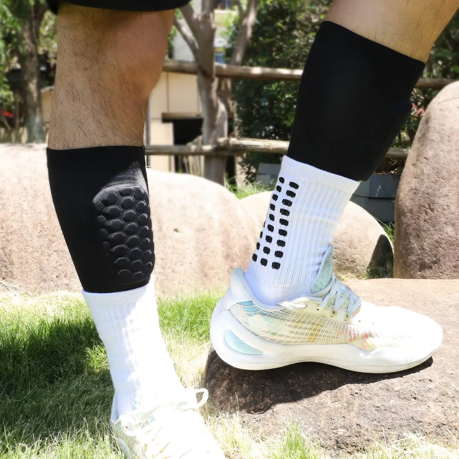 Custom Non Slip Calf Protector Sleeve - EVA Foam Soccer Shin Guards