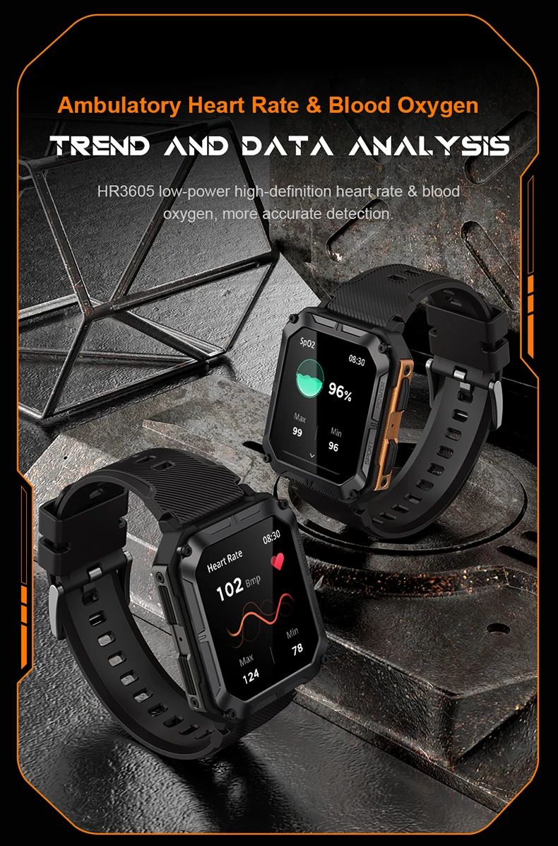 Fashion C26 Smart Watches 350mah Large Battery 1atm Waterproof Square ...
