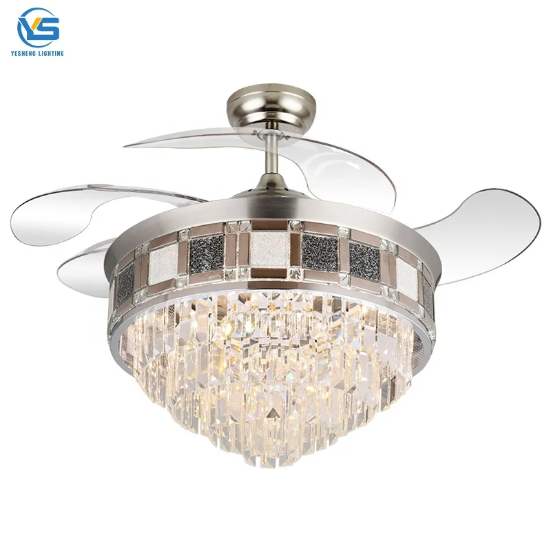 D018 Crystal Chandelier Fan With 42inch With Remote Control Ceiling ...