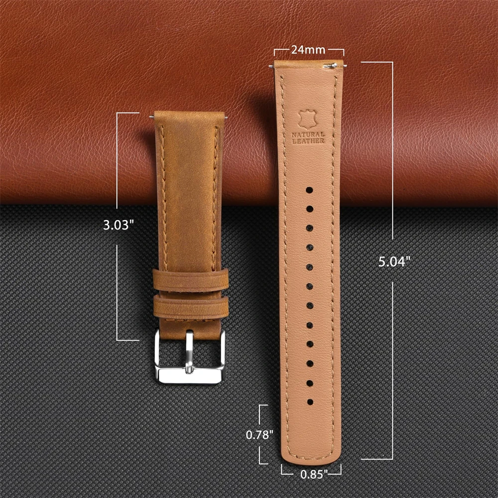 Leaving Natural Marks Style Retro Top Grain Genuine Leather Watch Strap ...