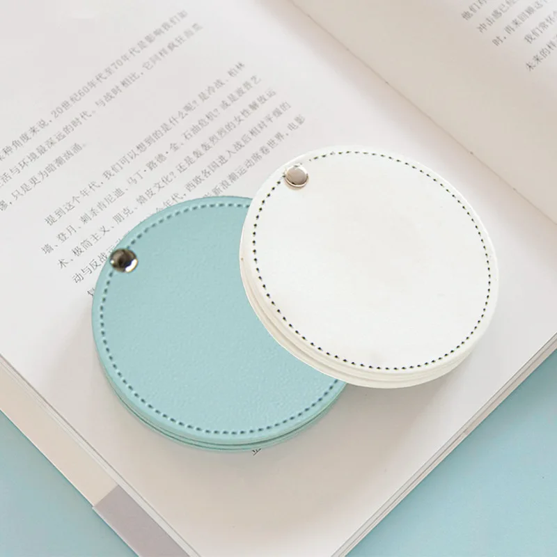 Personalized Round Pu Leather Compact Mirror For Purse - Oem Available