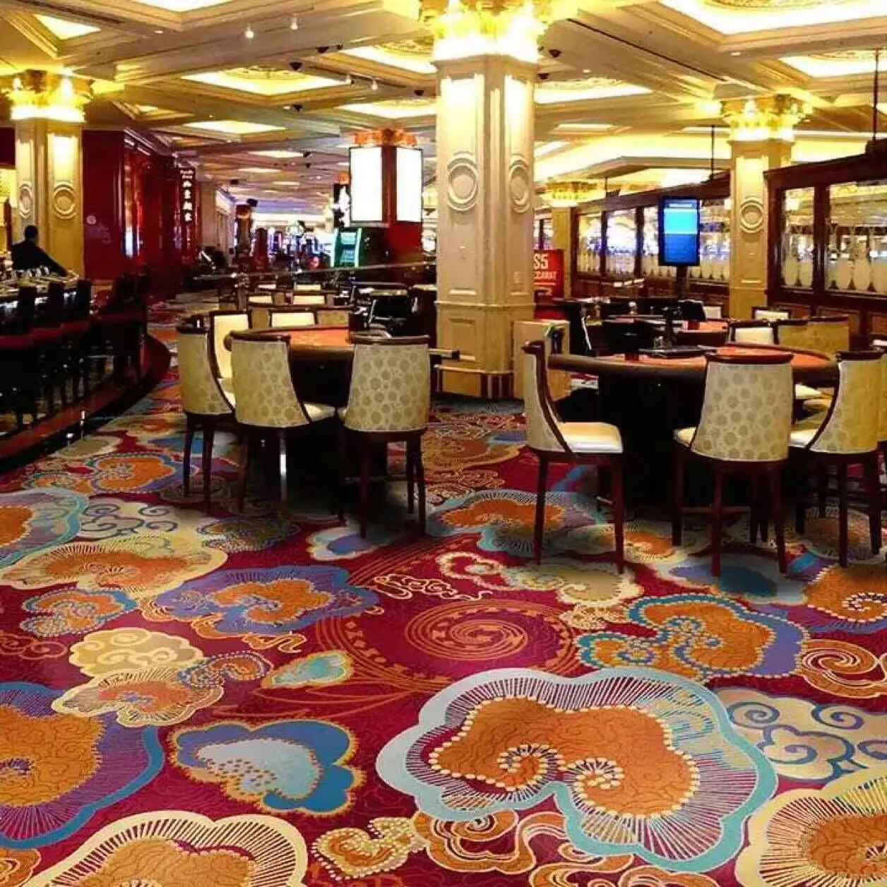 Custom Casino Carpet - Axminster Carpet with Jute Backing