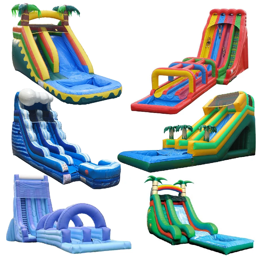 Factory Custom 30ft Inflatable Water Slides Double Lane Kids Party Game ...