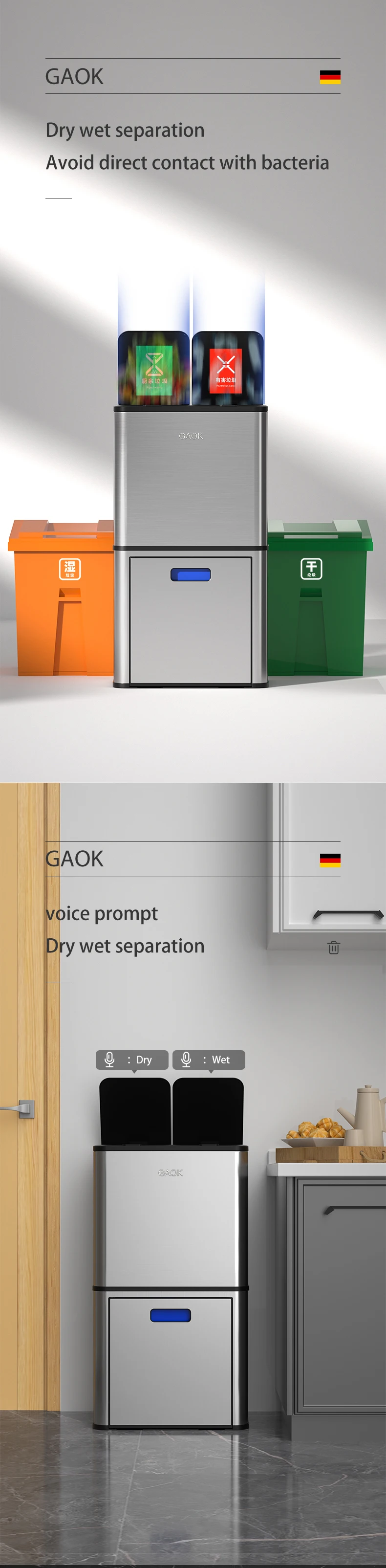 New 50l Large Capacity Split Cabinet Type Multifunctional Trash Can Built-in Pull Out ...