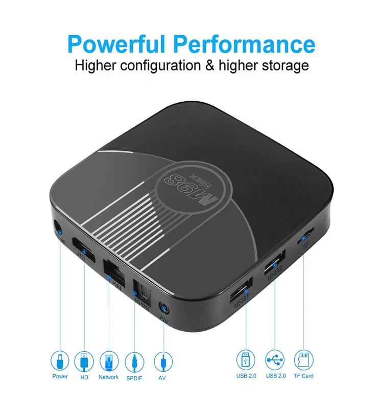 M98 MAX TV Box - Android 12, 2.4G 5g Wifi, 2GB 16GB