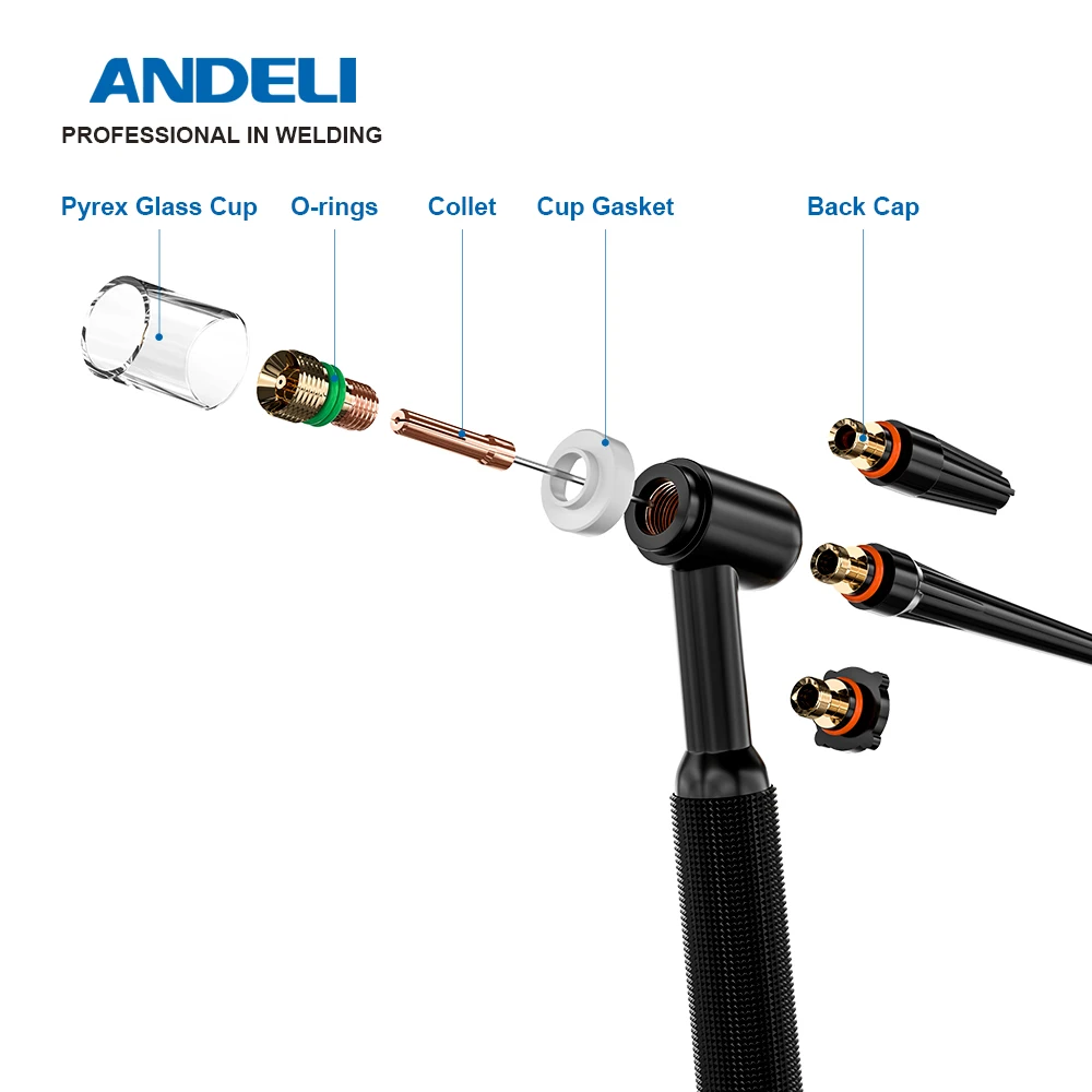 ANDELI 68PCS TIG Welding Torch Stubby Gas Lens Kit Durable GTAW Accessories