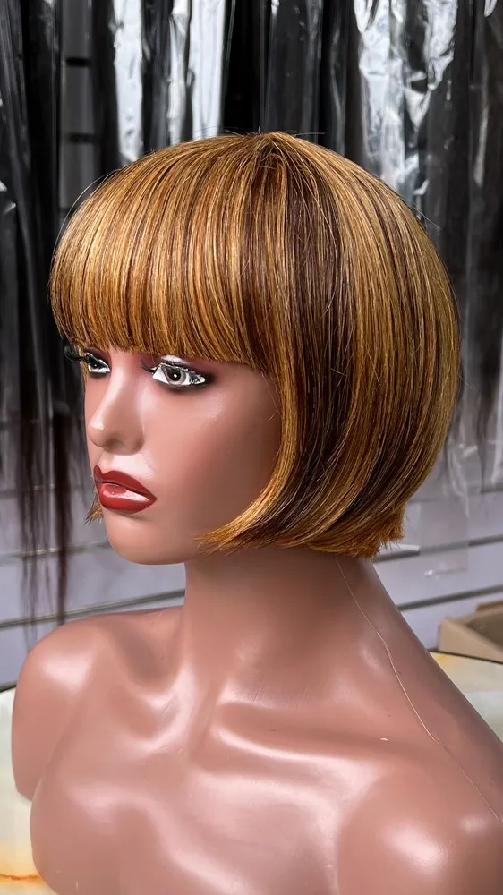 Fast Delivery 8 Inches Color P 4/27 Human Hair Wigs Brazilian Hair ...