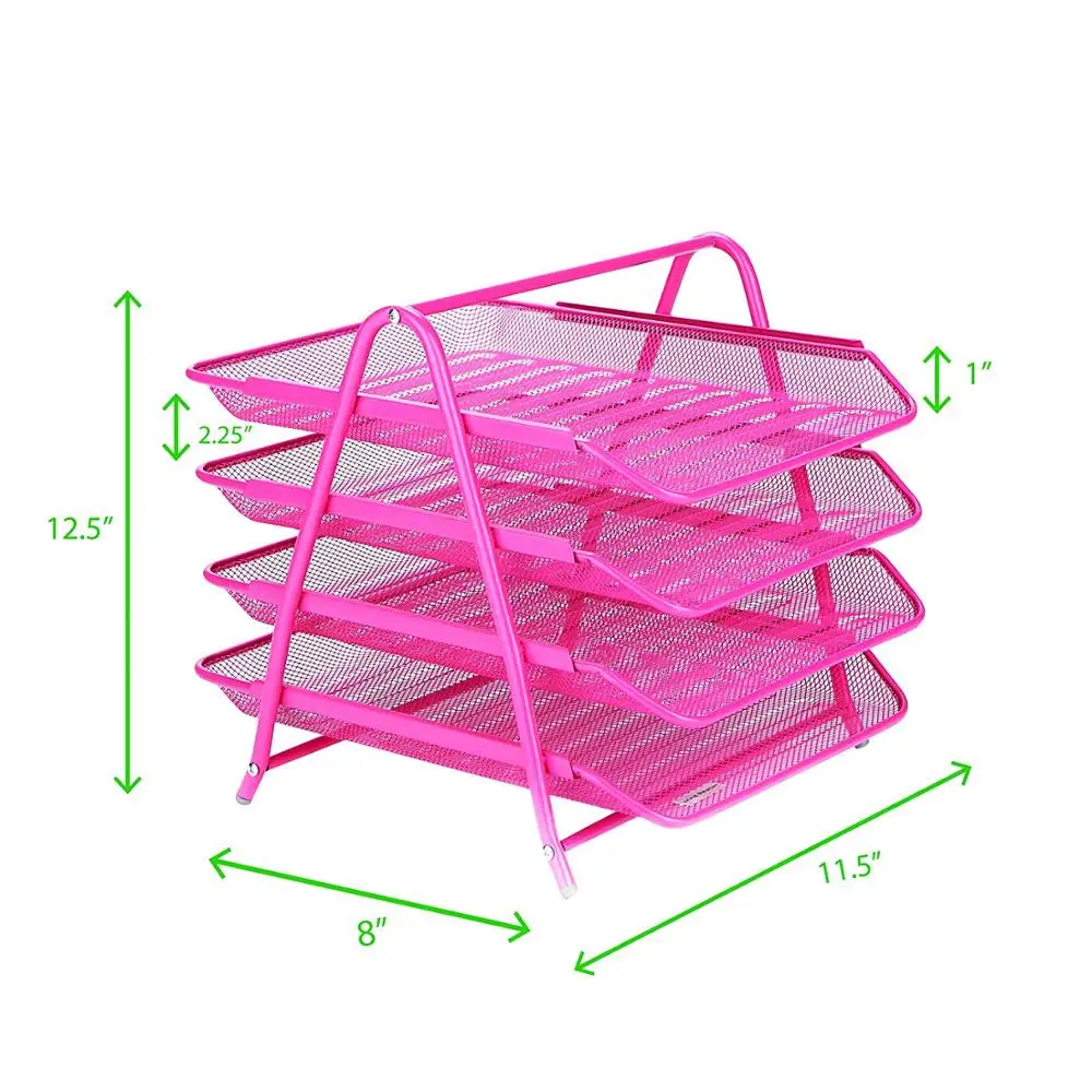 4-layer Stackable File Manager Tray Home Office Metal Shelf For Mail ...