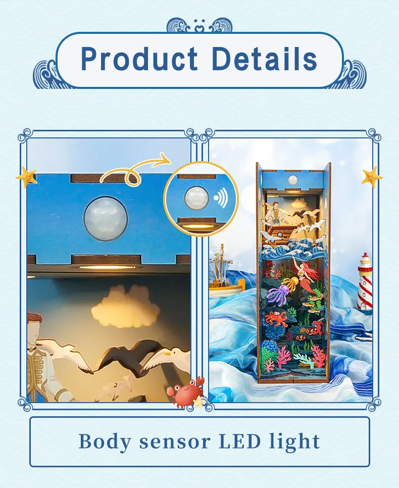 Tonecheer the Little Mermaid Bookend LED Light 3D Puzzle
