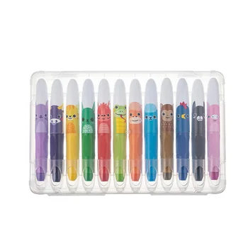 12 Colors Twistable Crayons Cartoon Characters Evenly Colored Children ...