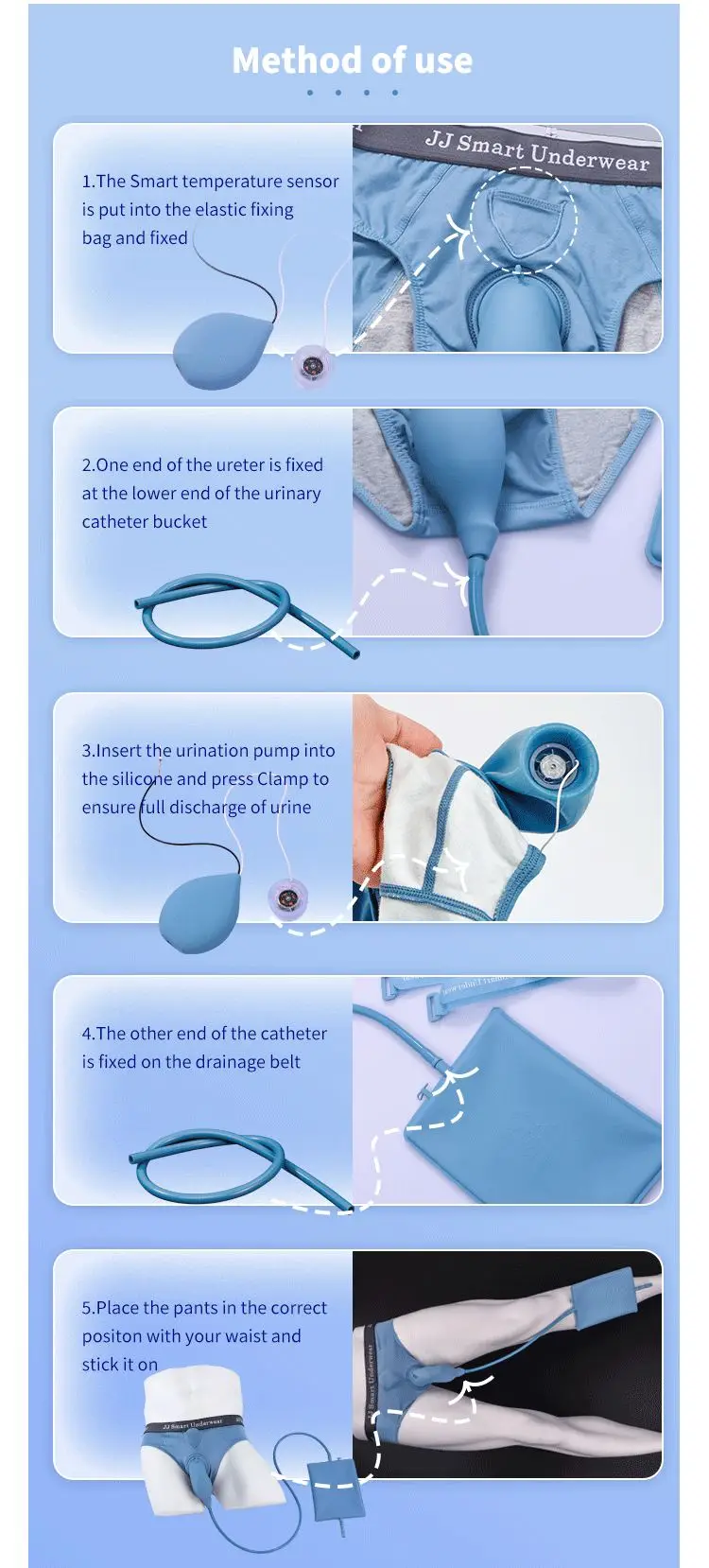 Jj Smart 1000ml Medical Disposable Silicone Urine Collector ...