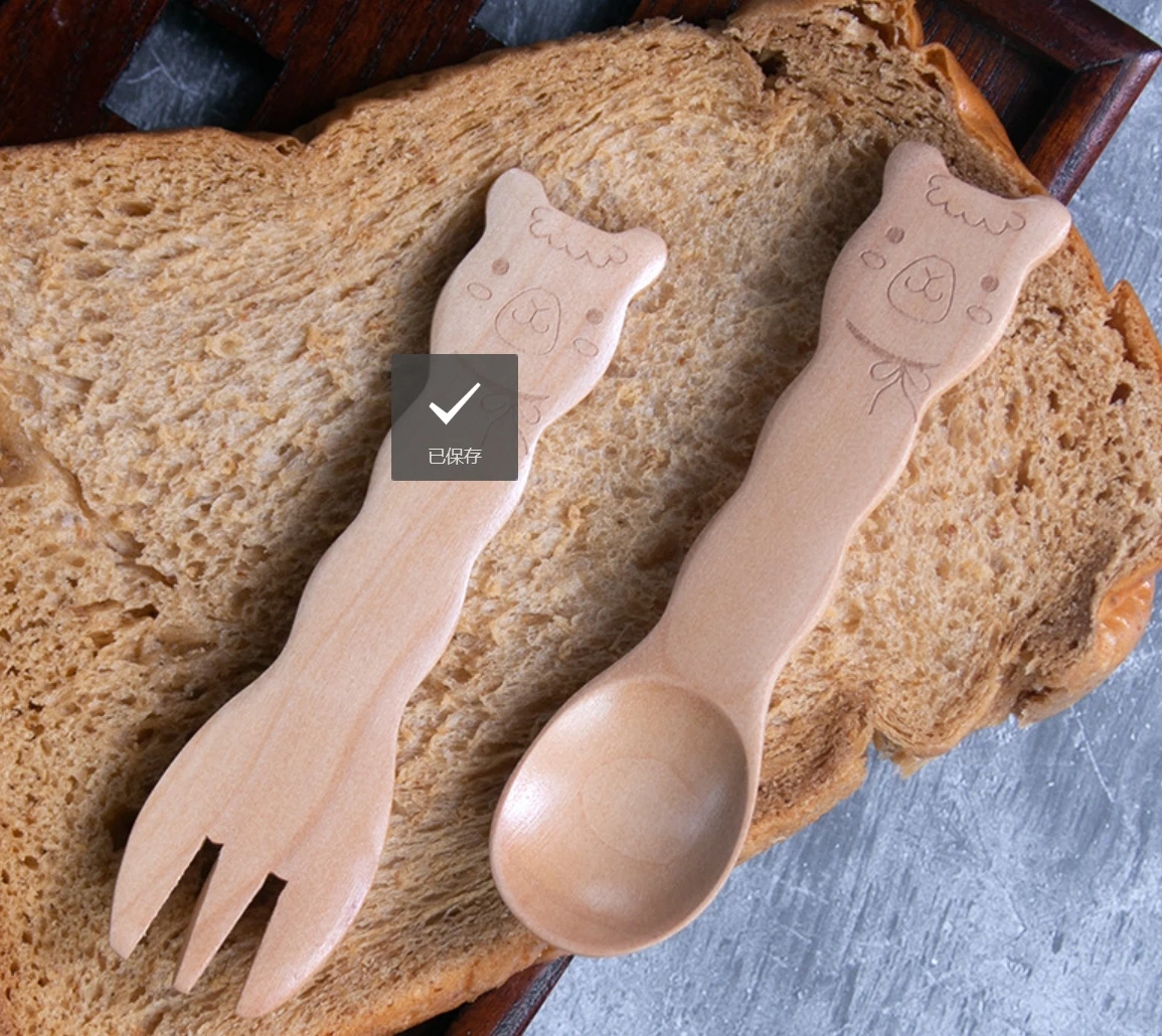 Mini Cute Animal Cartoon Wooden Spoons Baby Safe Tableware Stirring ...