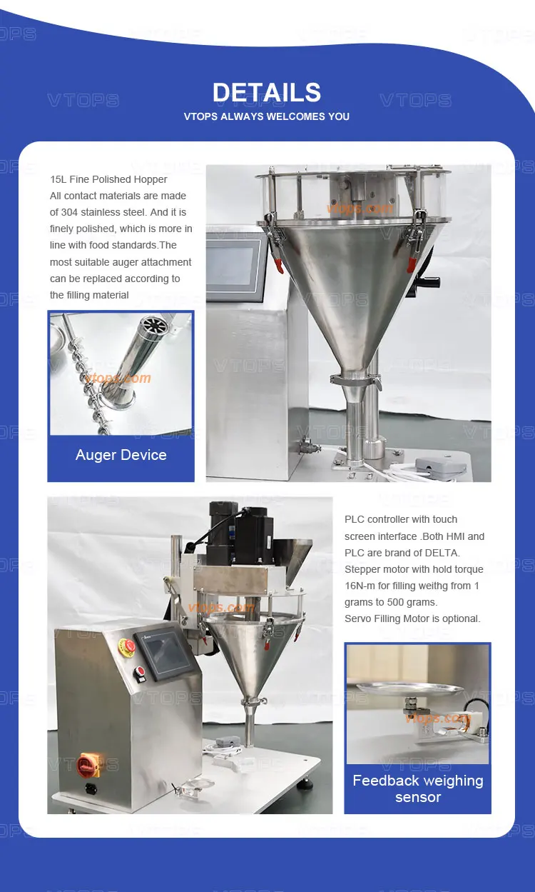 Tabletop 5g 10g 30g 50g 100g Dry Powder Auger Filling Dispenser Small ...